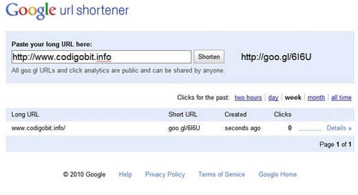 Finalmente goo.gl con interfaz web y estadísticas